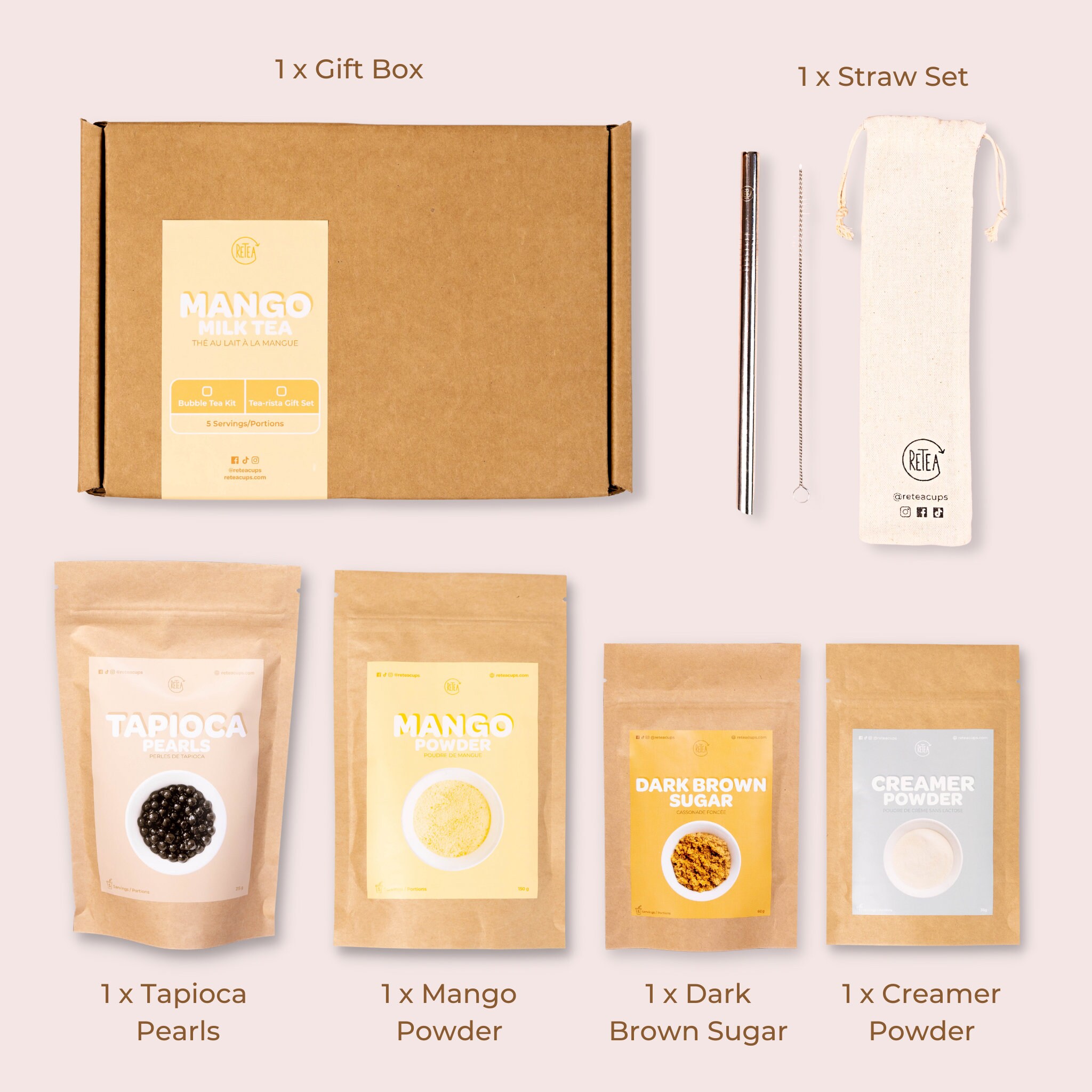 Mango Milk Tea Bubble Tea Kit no Reusable Cup 5 Servings - Etsy