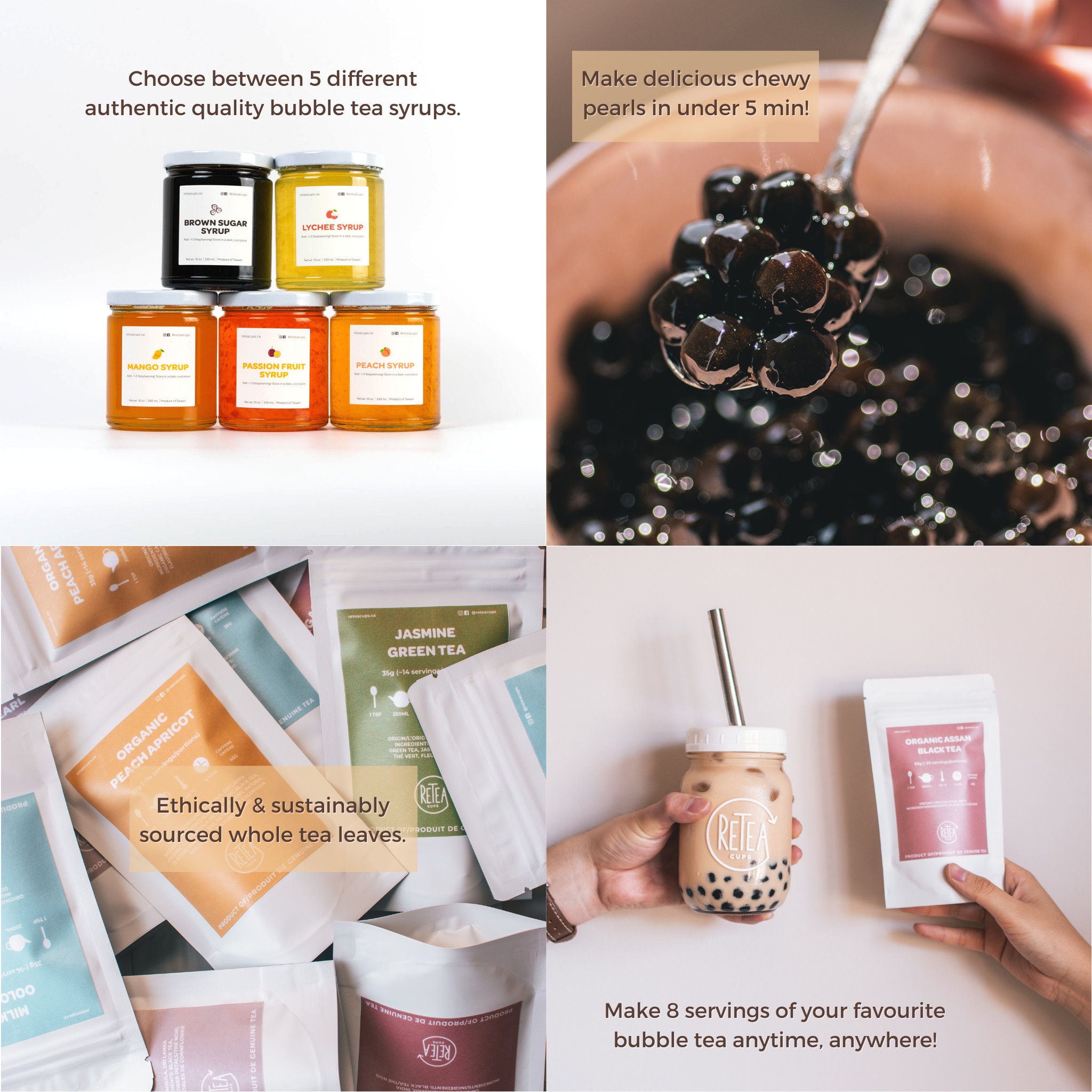 Brown Sugar Milk Tea Bubble Tea Gift Set With Reusable Cup 5 - Etsy