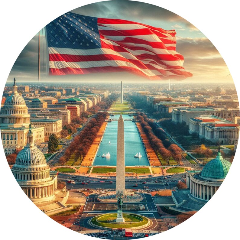 Washington DC Monument Wreath Sign With Flag - Etsy