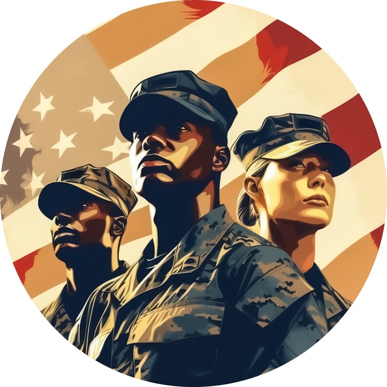 Army Soldiers American Flag Patriotic 8 Inch Metal Wreath Sign ...