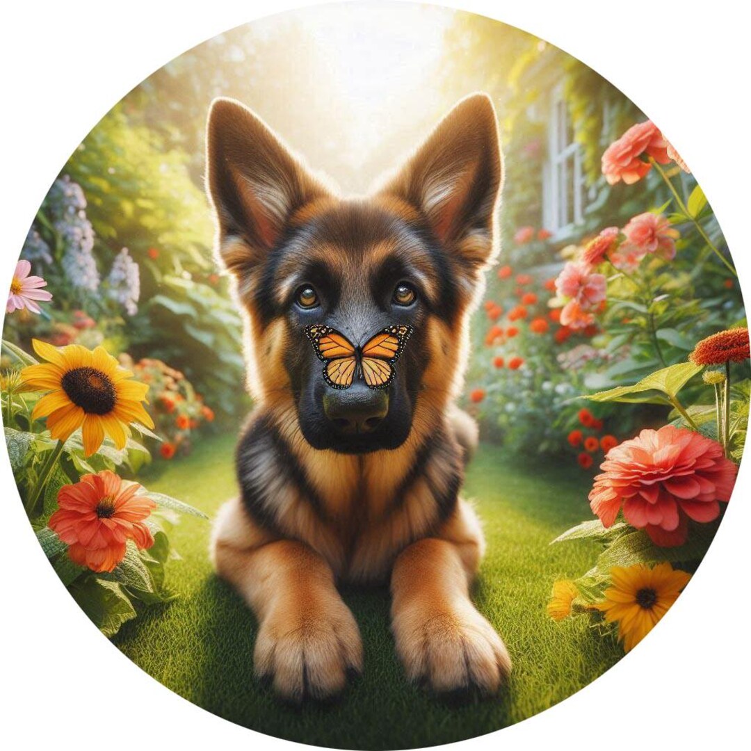German Shepherd With Monarch Butterfly on Nose Sign | Home Decor | Dog ...