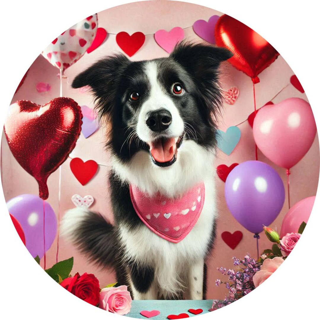 Border Collie Valentine Day Wreath Sign | Wall Hanging | Wall Art | Pet ...