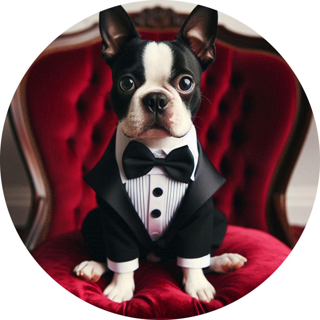 Boston Terrier in Tuxedo 8 Inch Metal Wreath Sign | Sharp Dressed Dog Collection | Pet Portrait ...