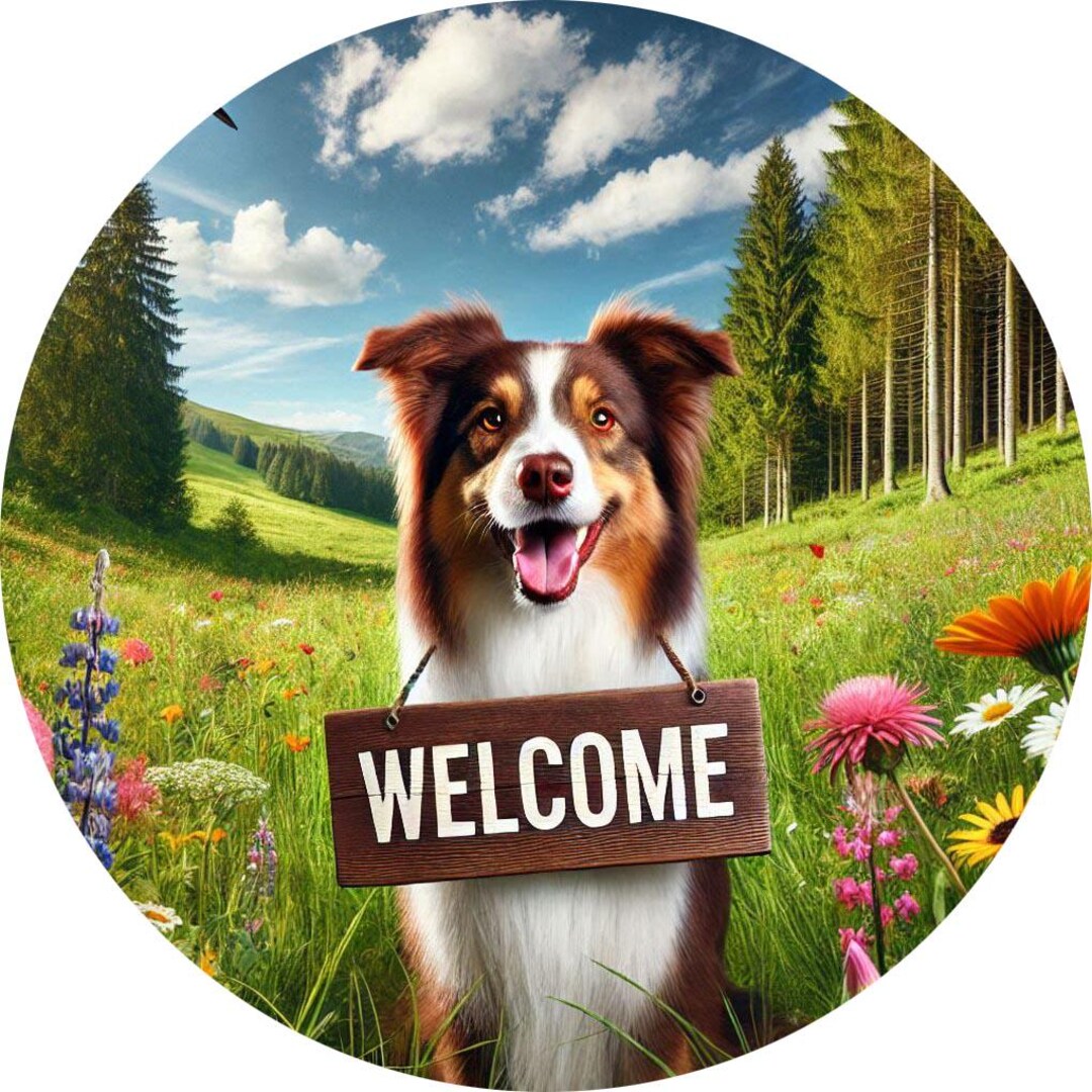 Welcome Border Collie Dog 8 Inch Metal Sign | Home Decor | Dog Lover ...