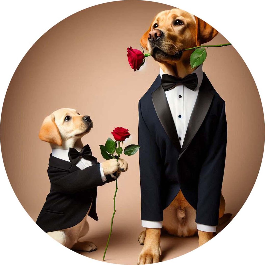 Yellow Labrador in Tuxedo Metal 8 or 10 Inch Metal Wreath Sign / Silly ...