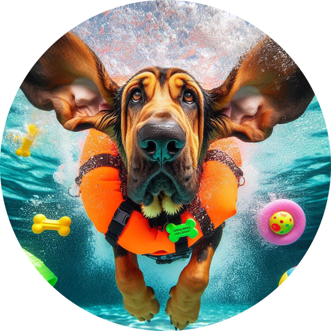 Blood Hound Swimming Dog 8 Inch Metal Sign for Your Wreath | Dog Lover ...