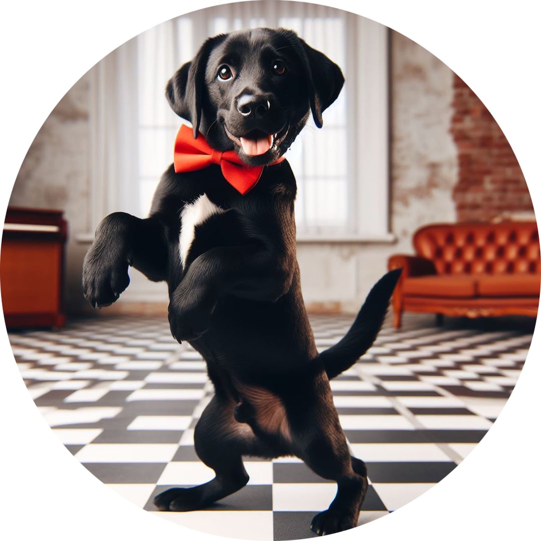 Funny Black Lab Dancing in Bow Tie 8 Inch Metal Wreath Sign / Silly Sharp Dressed Dog Collection ...