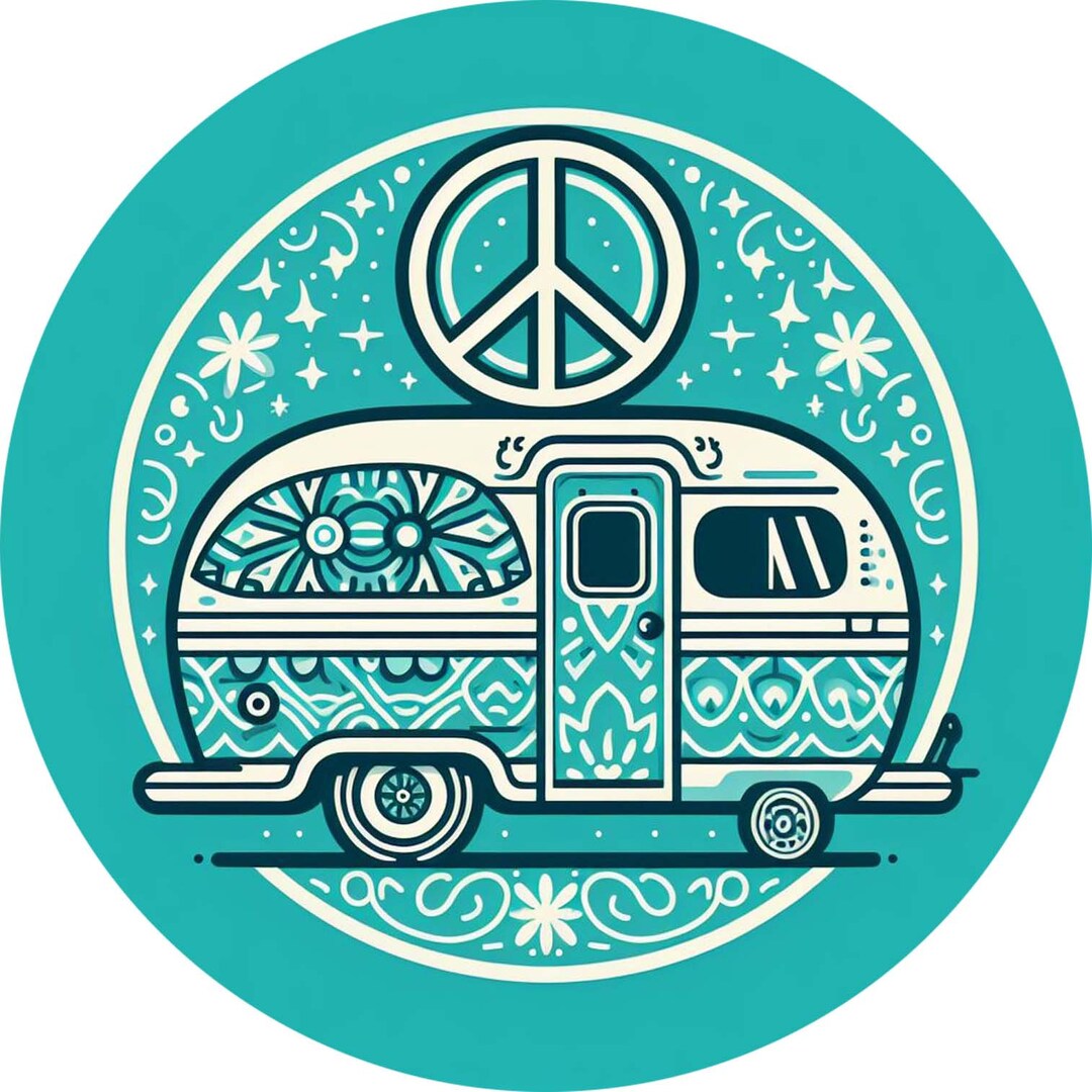 Hippie Wreath 8 Inch Metal Sign With Teal Peace Camper Part of the ...