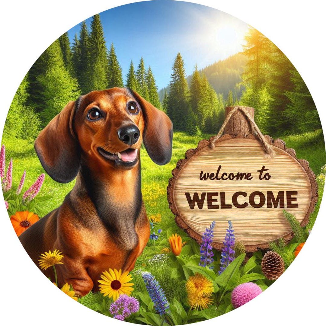 Welcome Dachshund Dog Metal Sign for Your Wreath or Gift for the Dog ...