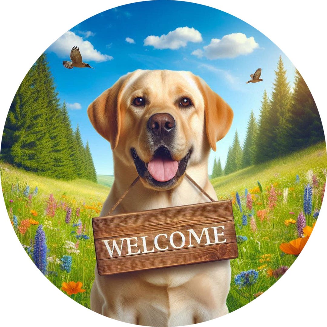 Welcome Yellow Labrador Dog Sign | Home Decor | Dog Lover | Front Door ...