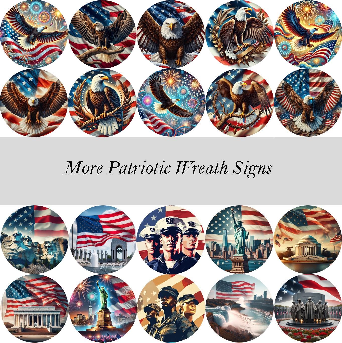 Patriotic Eagle American Flag 8 Inch Metal Wreath Sign | Patriotic ...