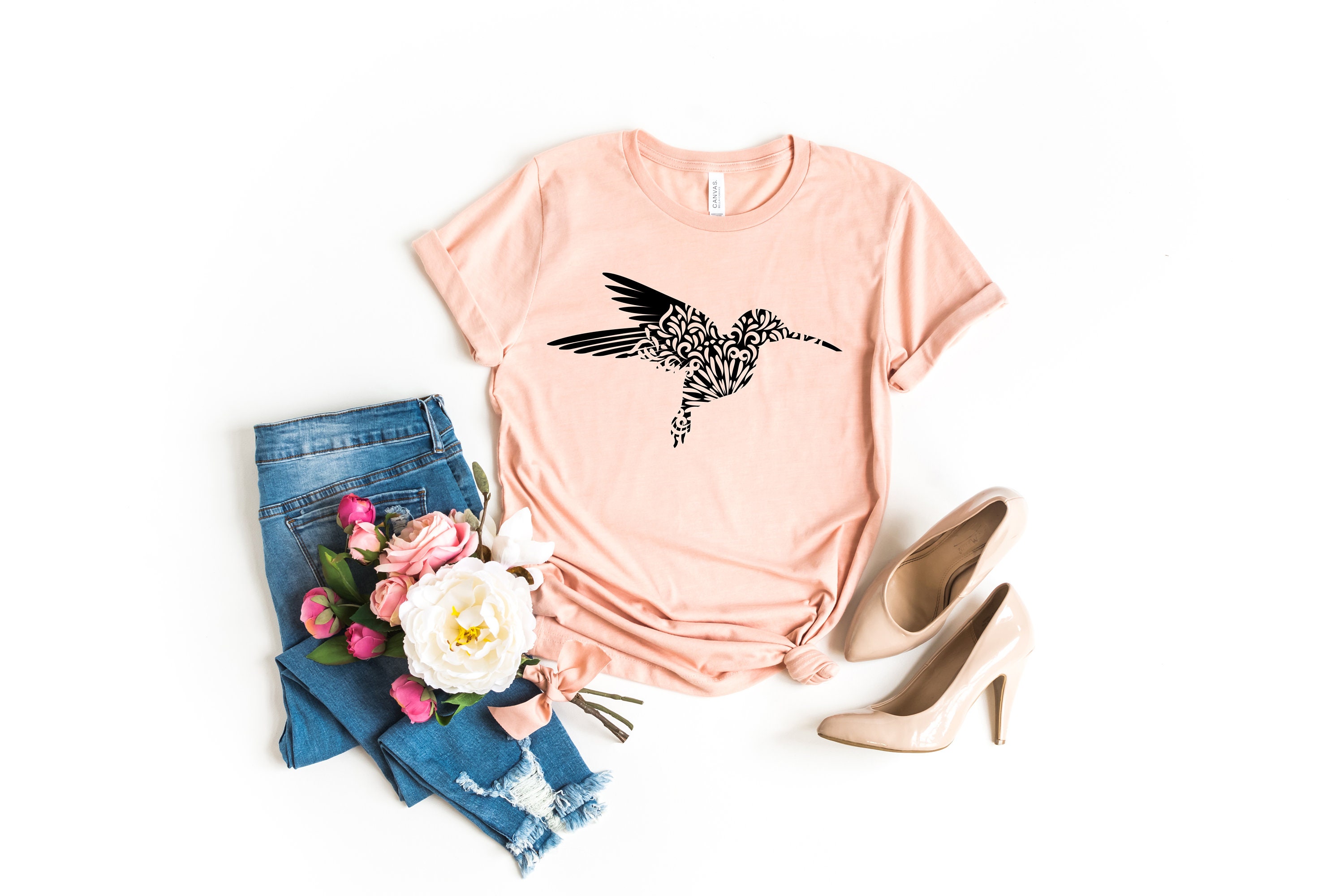 Hummingbird Shirt Floral Hummingbird Shirt Bird Lover Bird | Etsy