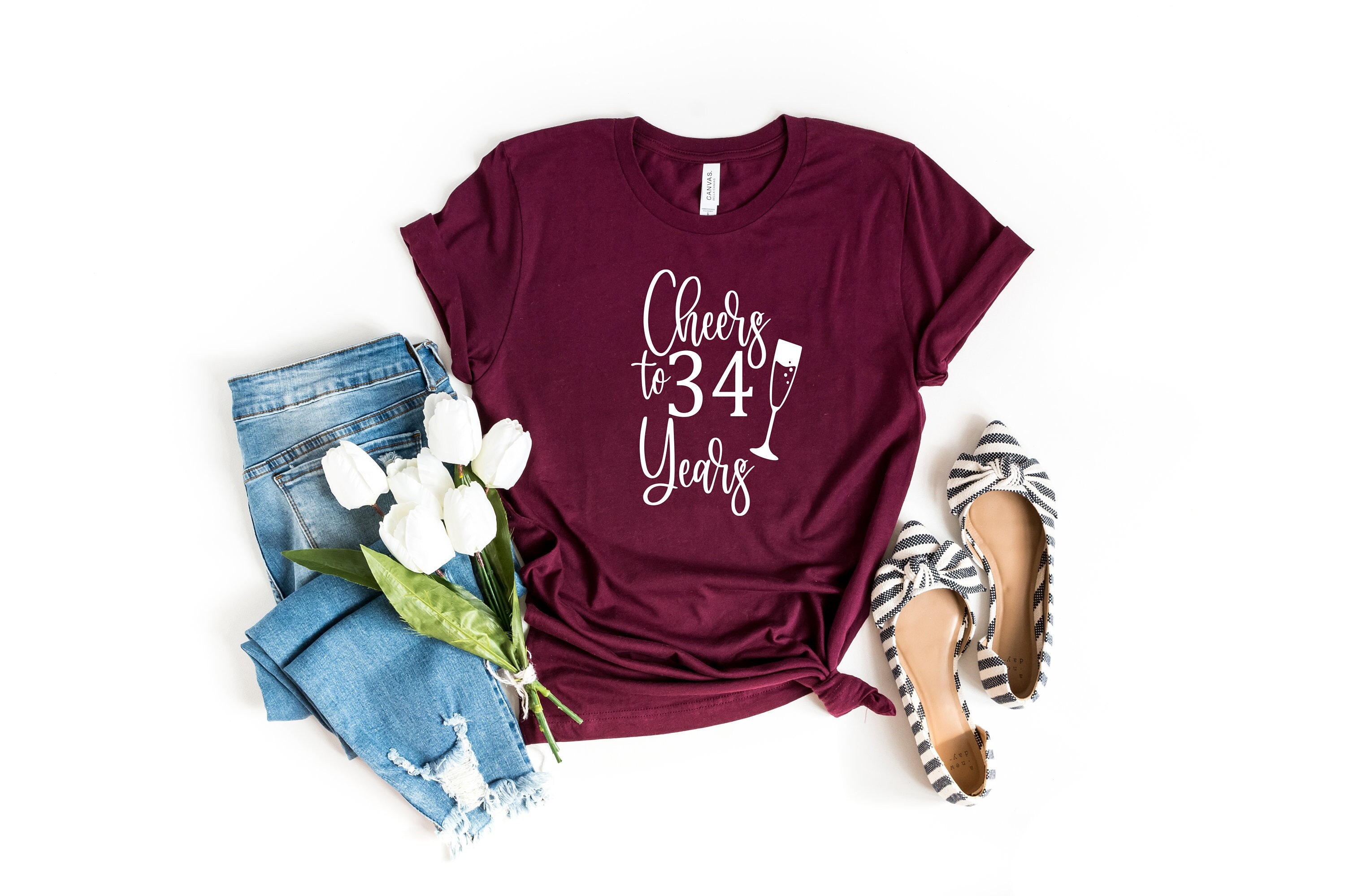34th Birthday Shirt Cheers to 34 Years 34th Anniversary - Etsy