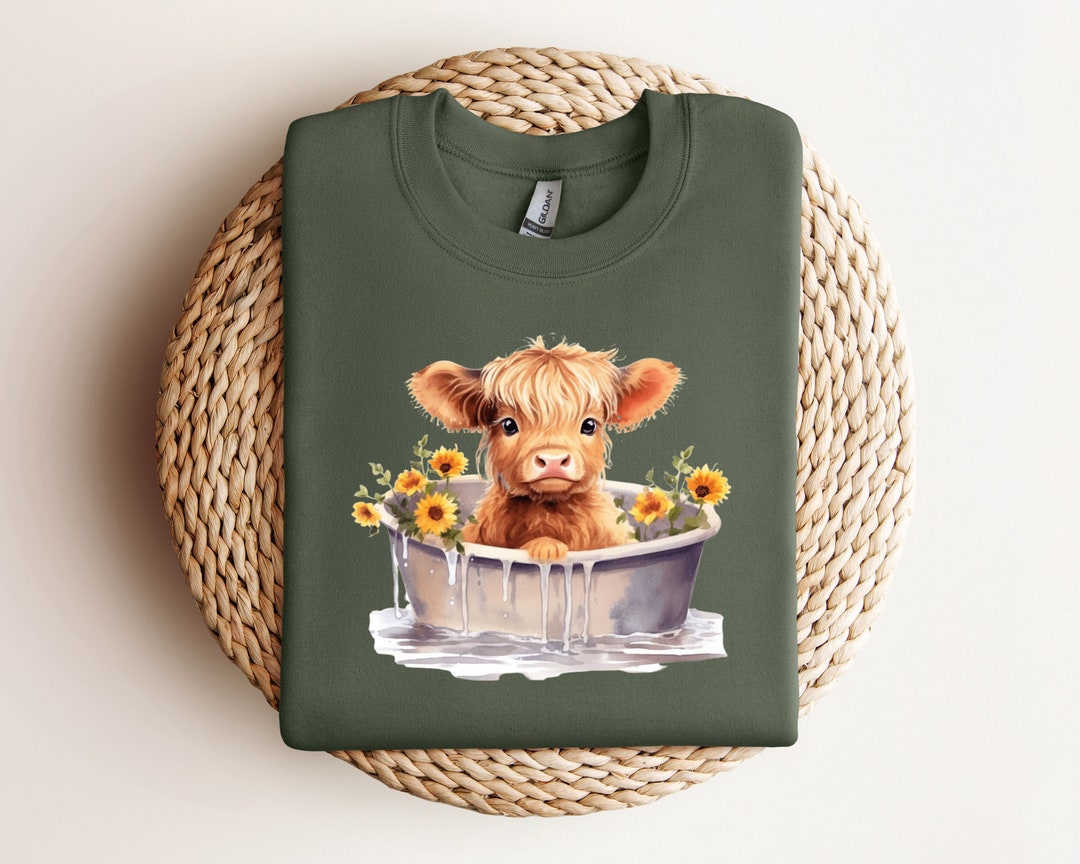 Highland Cow Shirt, Cow Sweatshirt, Heifer Shirt, Cow With Flowers ...