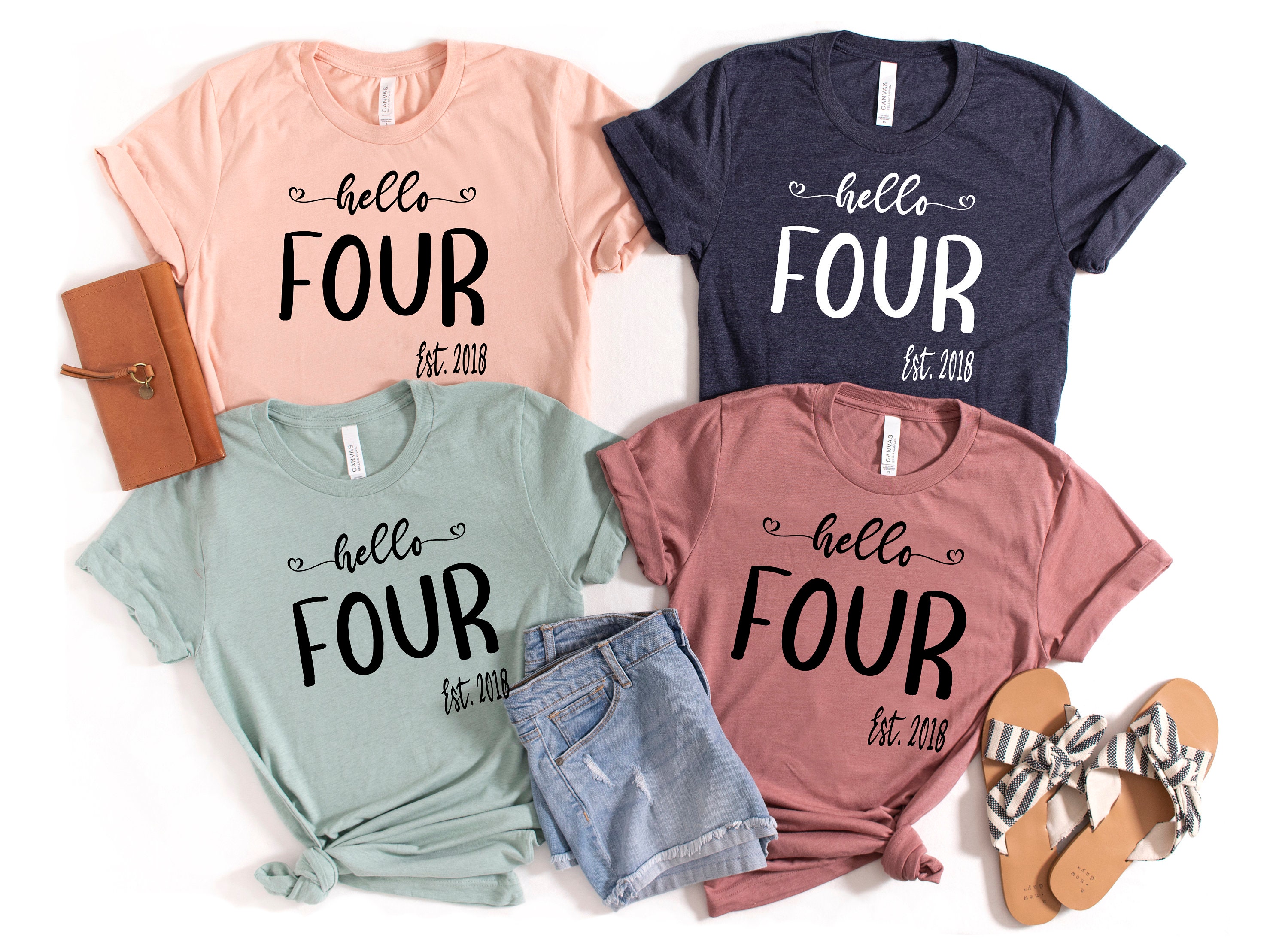 Fourth Birthday Shirt: "hello Four" Tee, Est. 2018 - Etsy