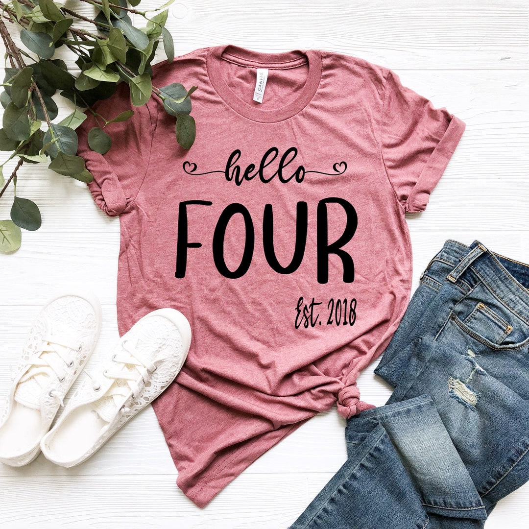 Fourth Birthday Shirt: "hello Four" Tee, Est. 2018 - Etsy
