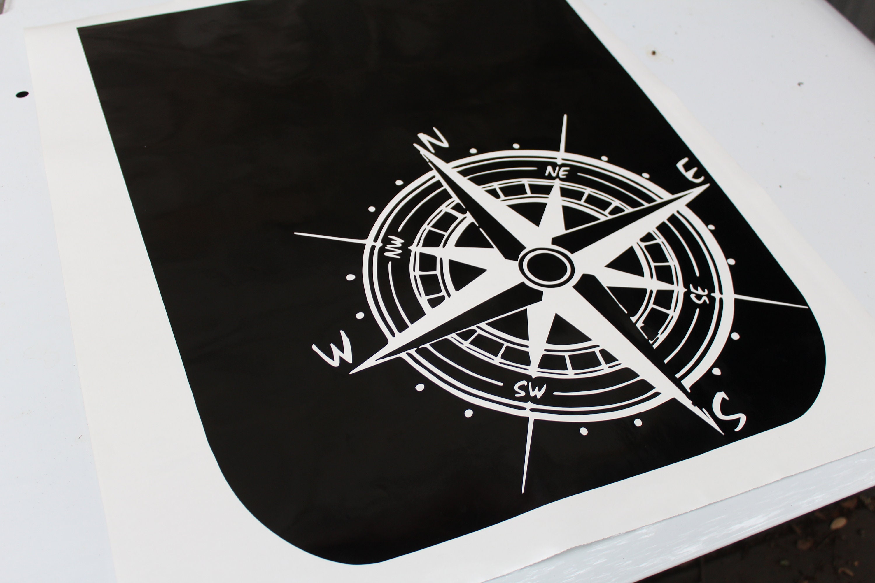 Off Center Distressed Compass Black Out Hood Decal Compatible - Etsy