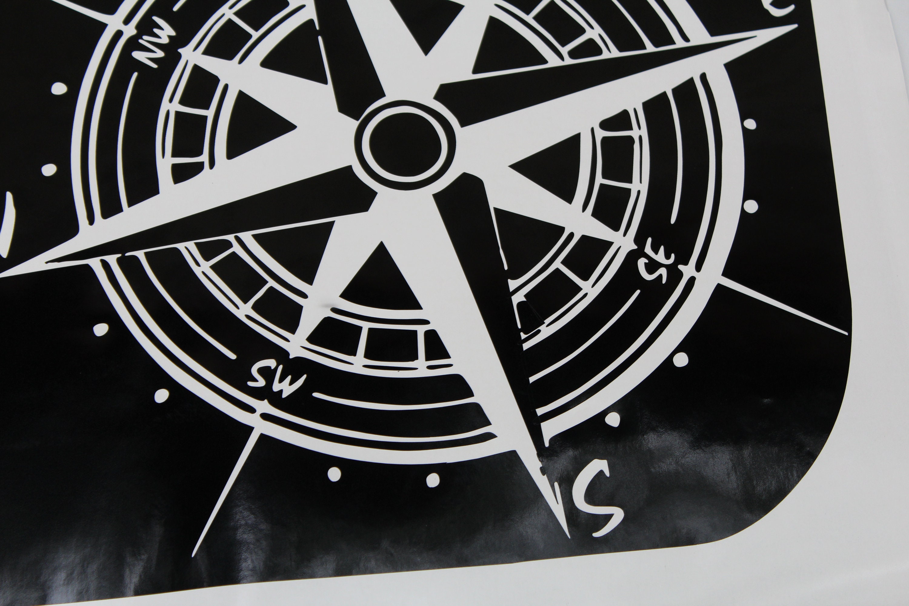 Off Center Distressed Compass Black Out Hood Decal Compatible - Etsy