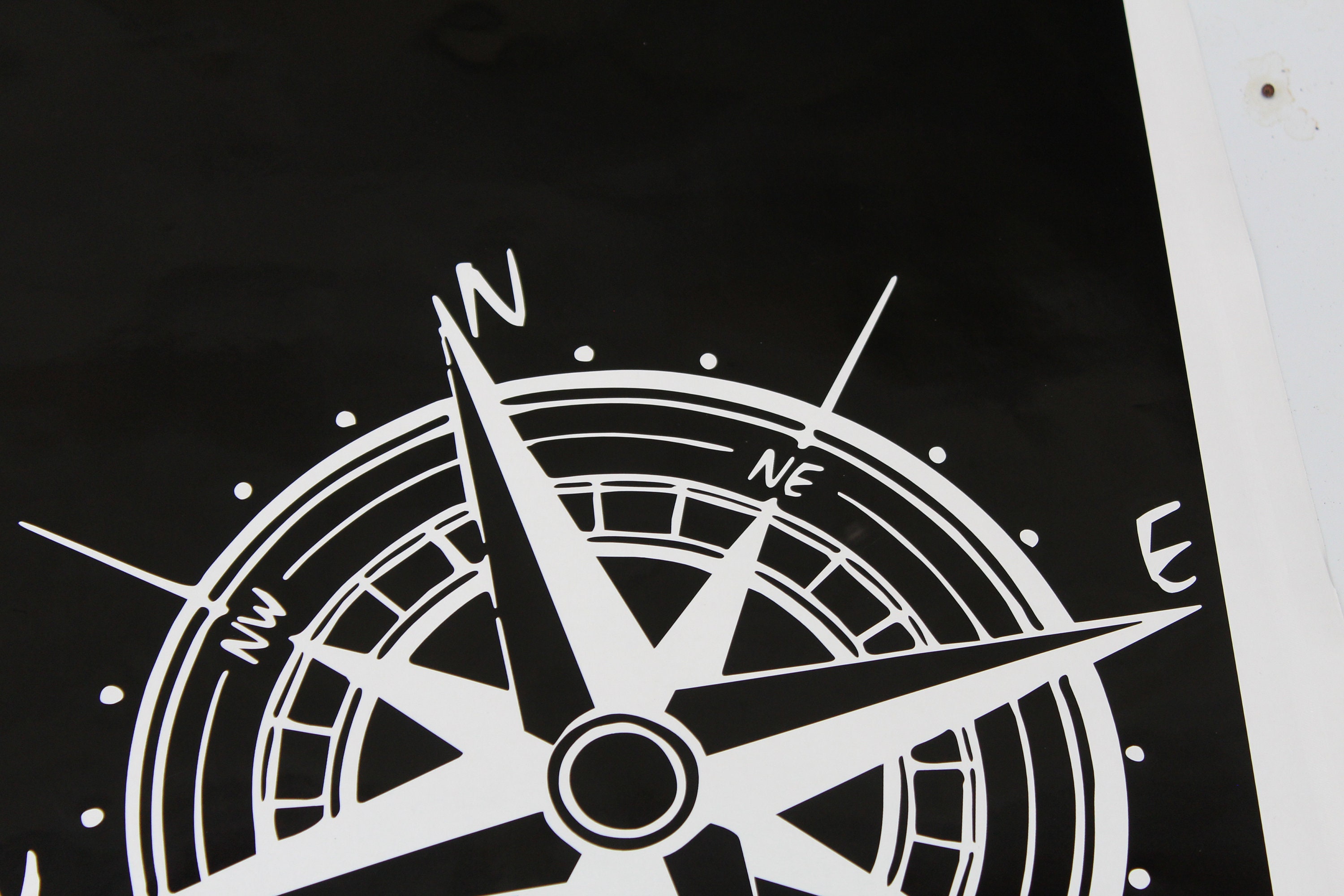 Off Center Distressed Compass Black Out Hood Decal Compatible - Etsy