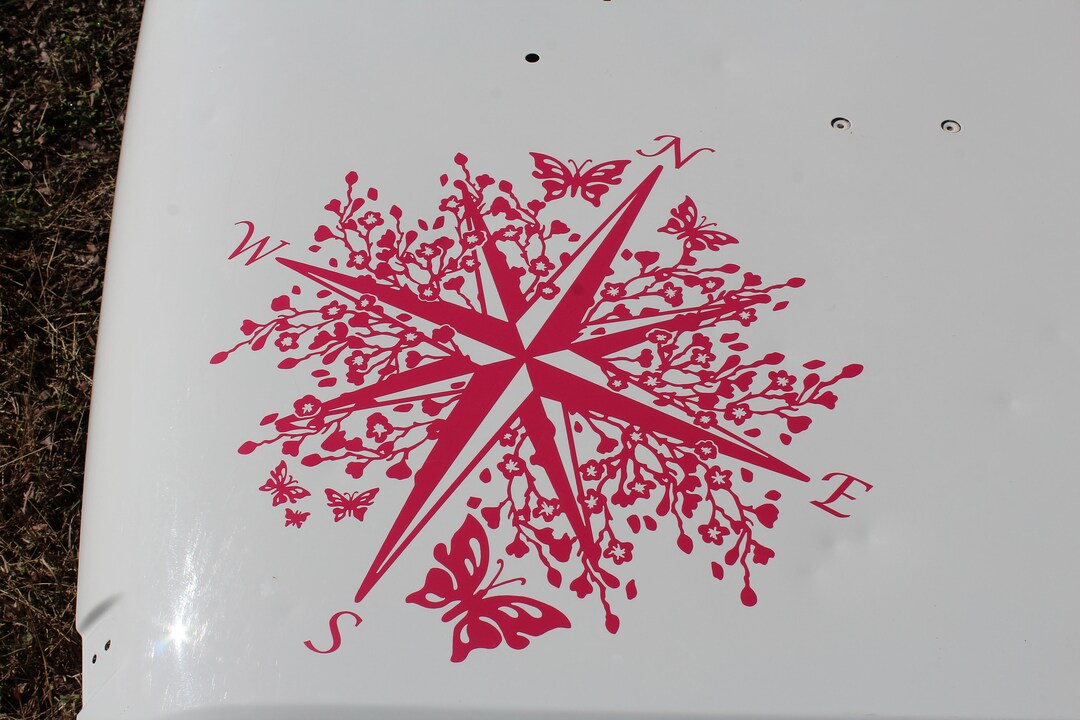 Large Cherry Blossom With Butterflies Compass Hood Decal for for Car ...