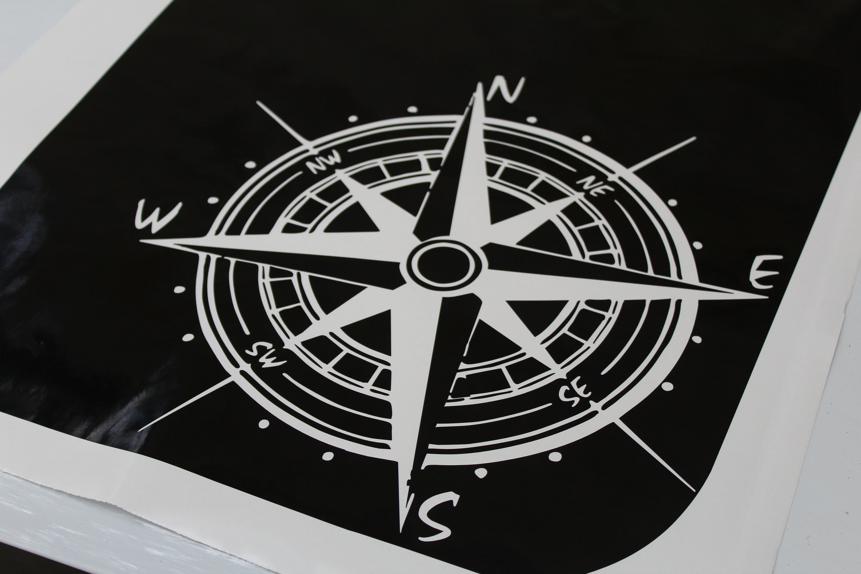 Off Center Distressed Compass Black Out Hood Decal Compatible - Etsy