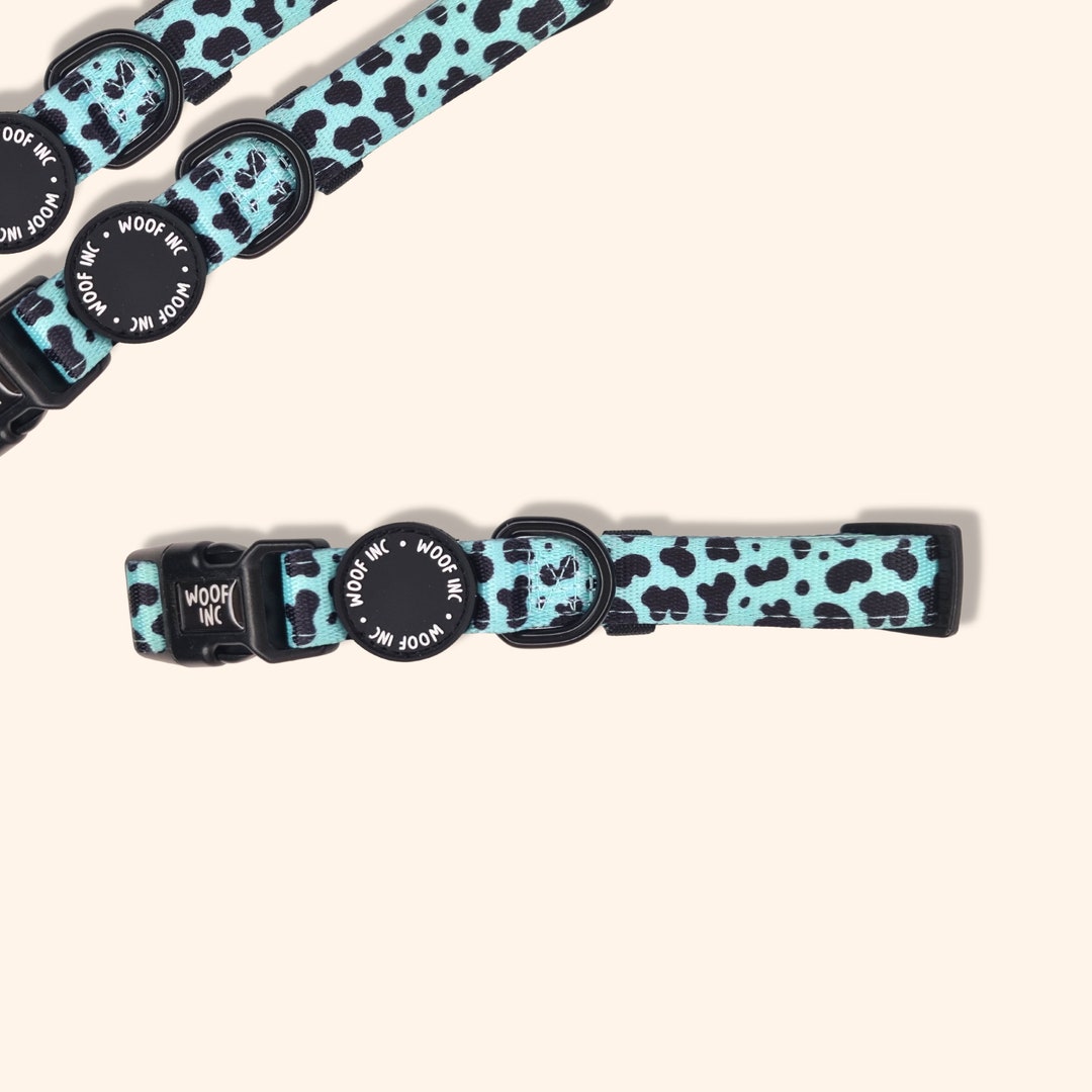 Cow Print Dog Collar, Mint Dog Collar, Mint Cow Dog Collar, Green Dog ...