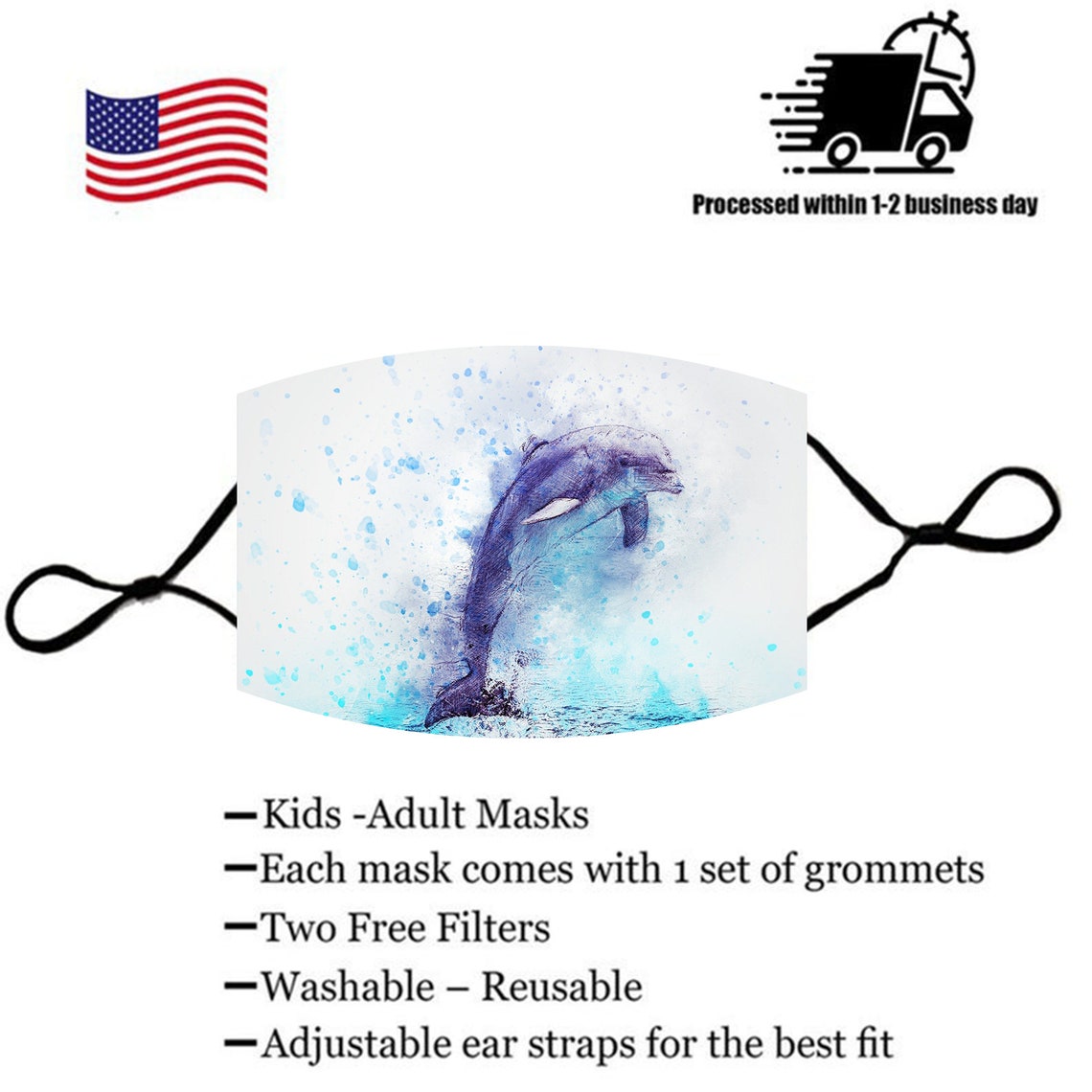 Dolphin Face MaskFace Mask Mask Reusable Mask Washable | Etsy