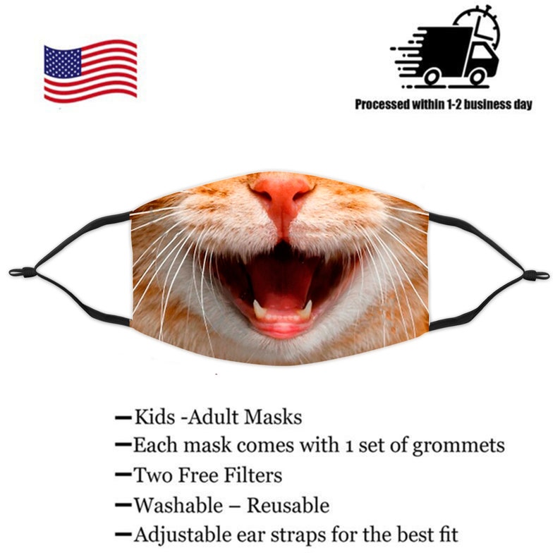 Cat Mouth Face Mask With Filter Included Real Cat Mask | Etsy