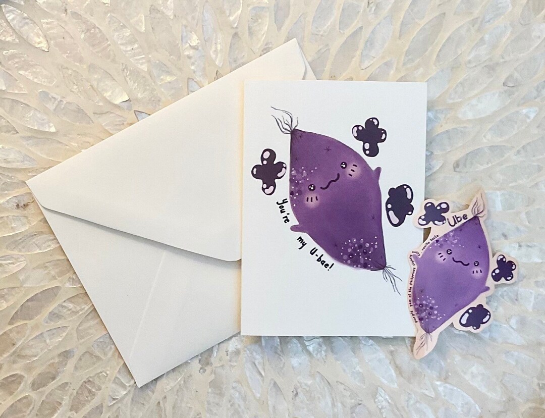 Ube Linen Blank Card With Ube Matte Vinyl Sticker - Etsy