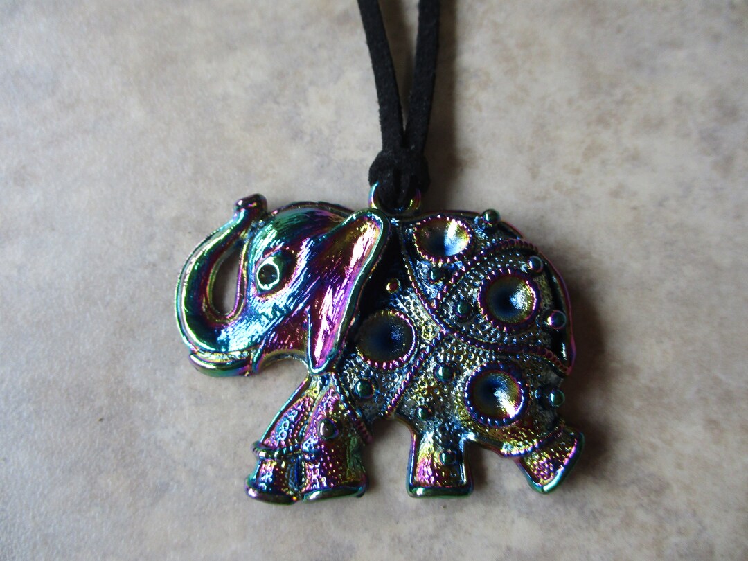 Rainbow Titanium Elephant on Your Length of Cord This Gentle Giant is ...