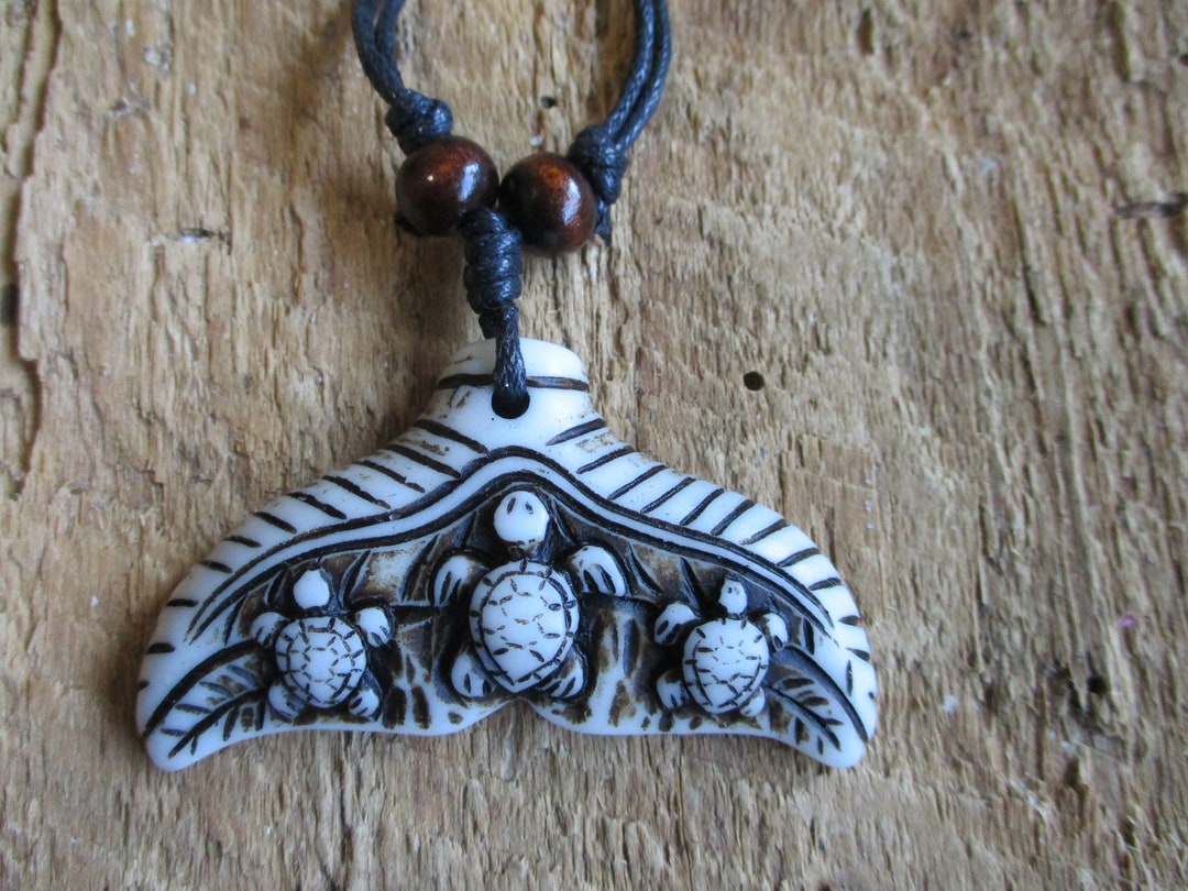 Yak Bone Resin Alloy Whale Tail Turtle Necklace on Adjustable - Etsy