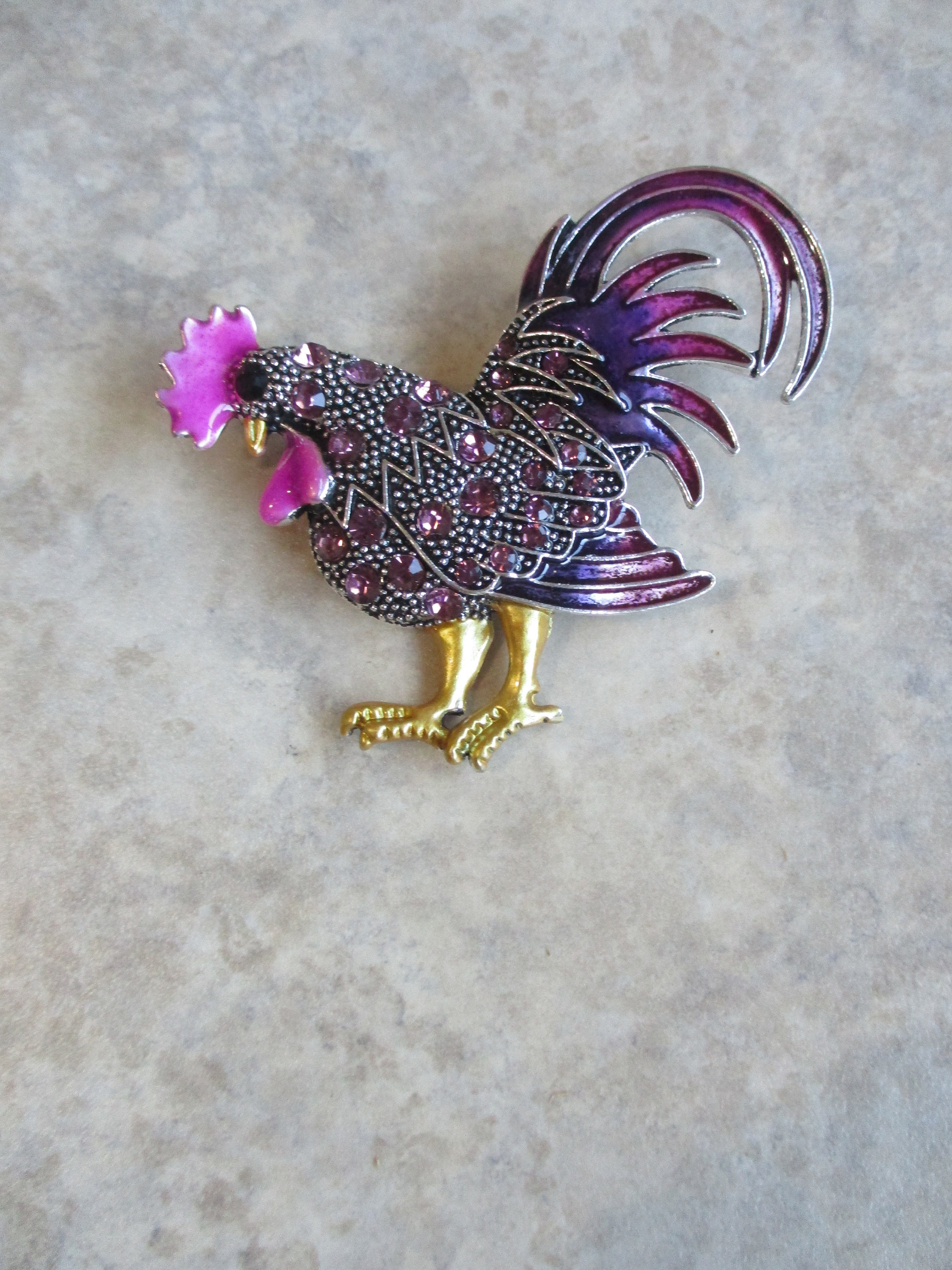 Brooch Crystal Rooster Broochpinklilac. This Guy is so - Etsy Canada