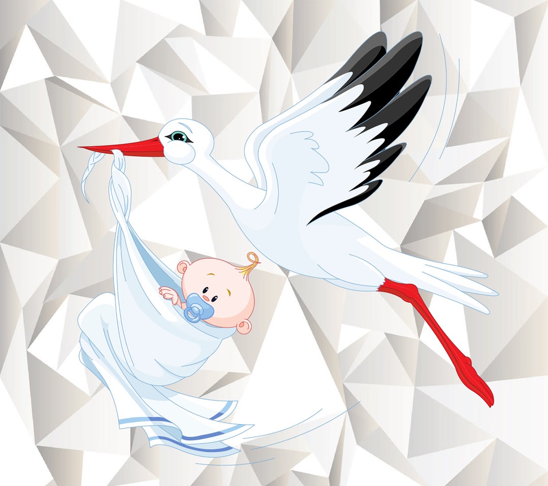 Stork With Baby Boy SVG, Stork With Baby Boy Clipart, Cut Files for ...