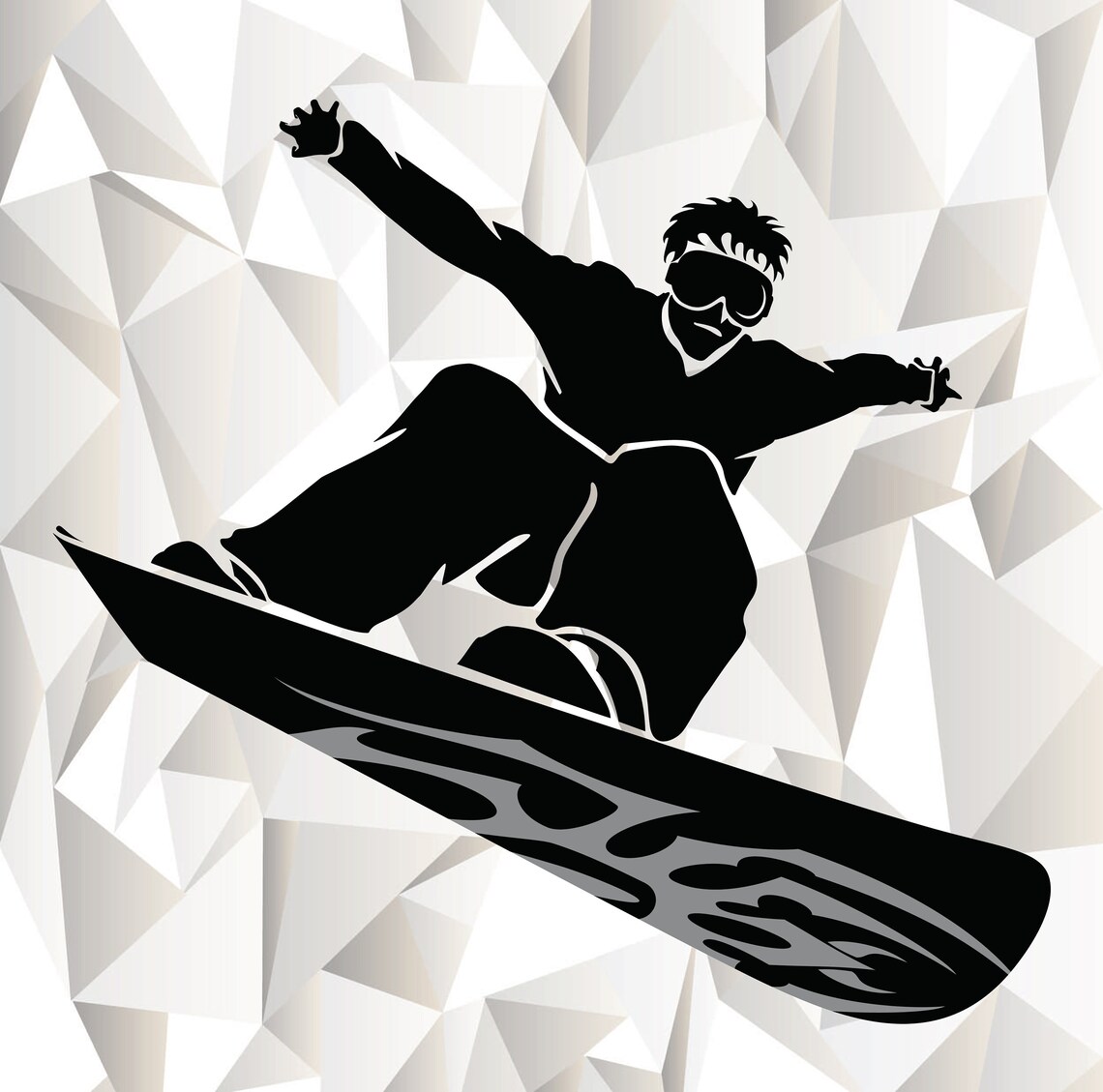 Snowboarder SVG, Snowboarder Jump Clipart, Snowboard Cut Files For ...