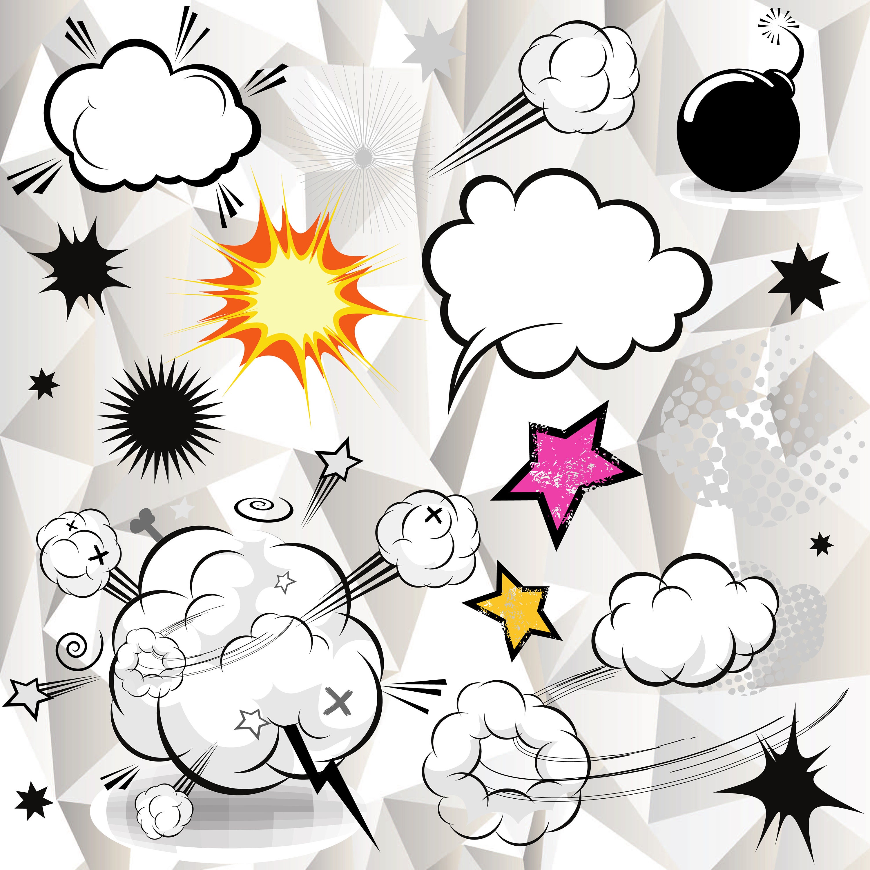 Cartoon Explosions SVG Bundle, Cartoon Explosion Clipart, Bundle Cut ...