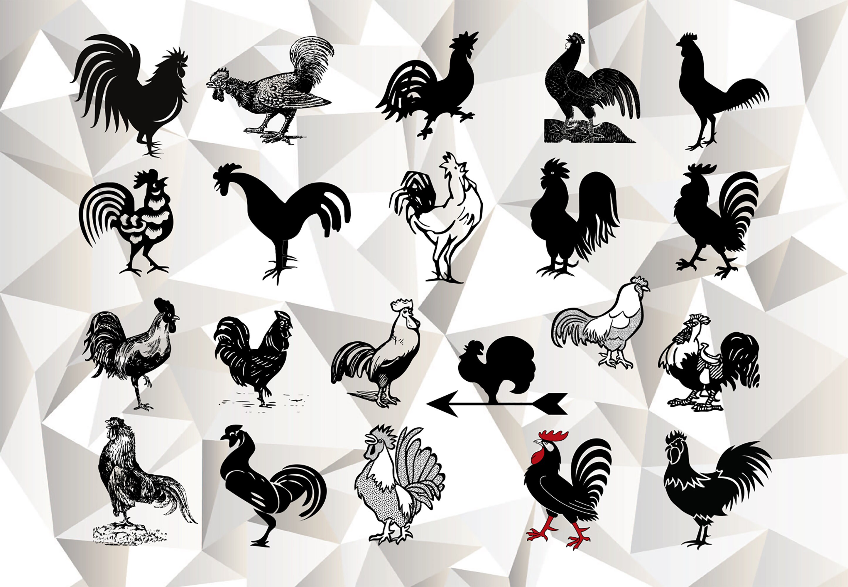 Rooster Bundle SVG, Rooster Bundle Clipart, Rooster Cut Files for ...