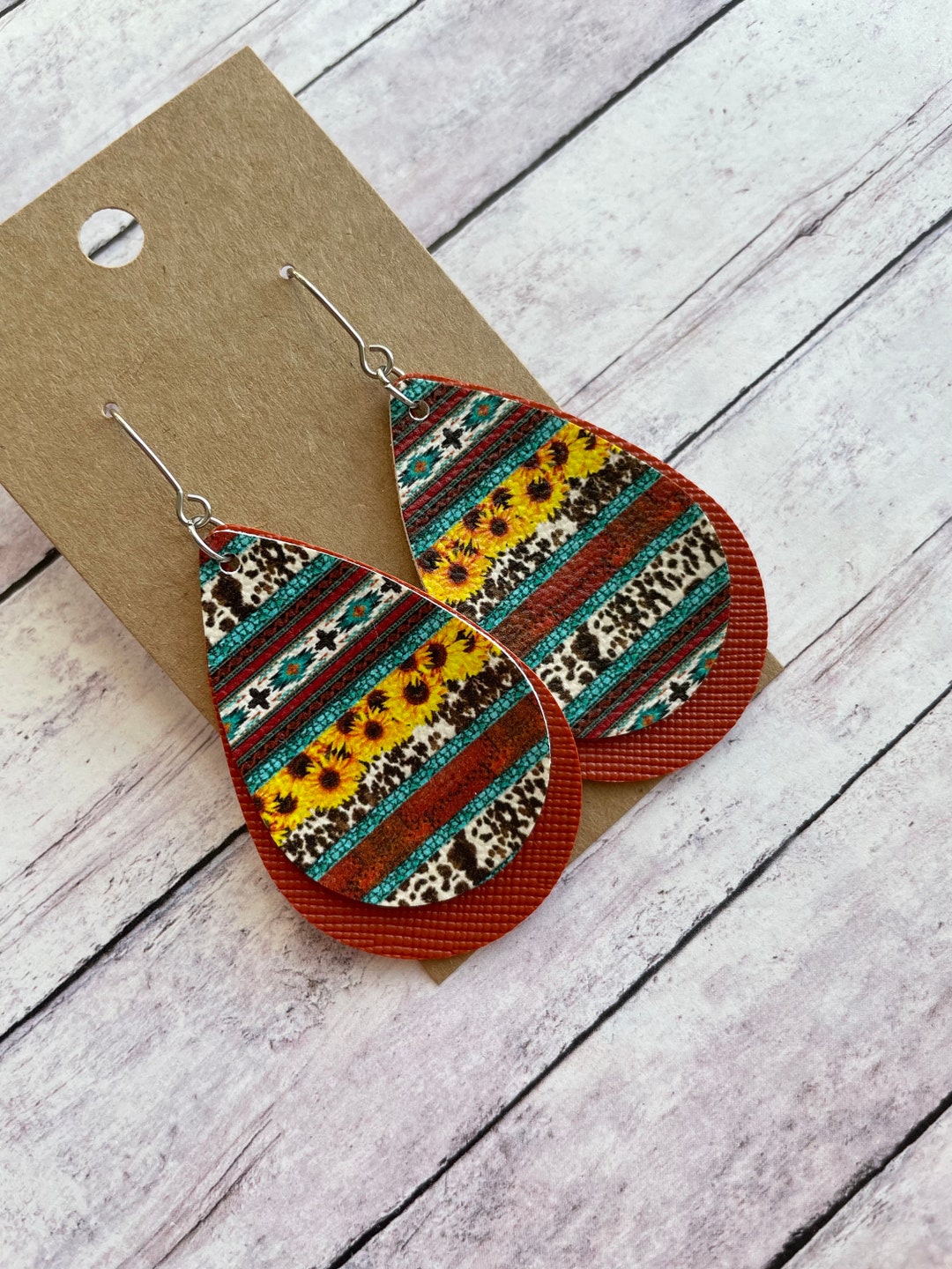 Western Print and Rust Double Layered Faux Leather Stainless Steel ...