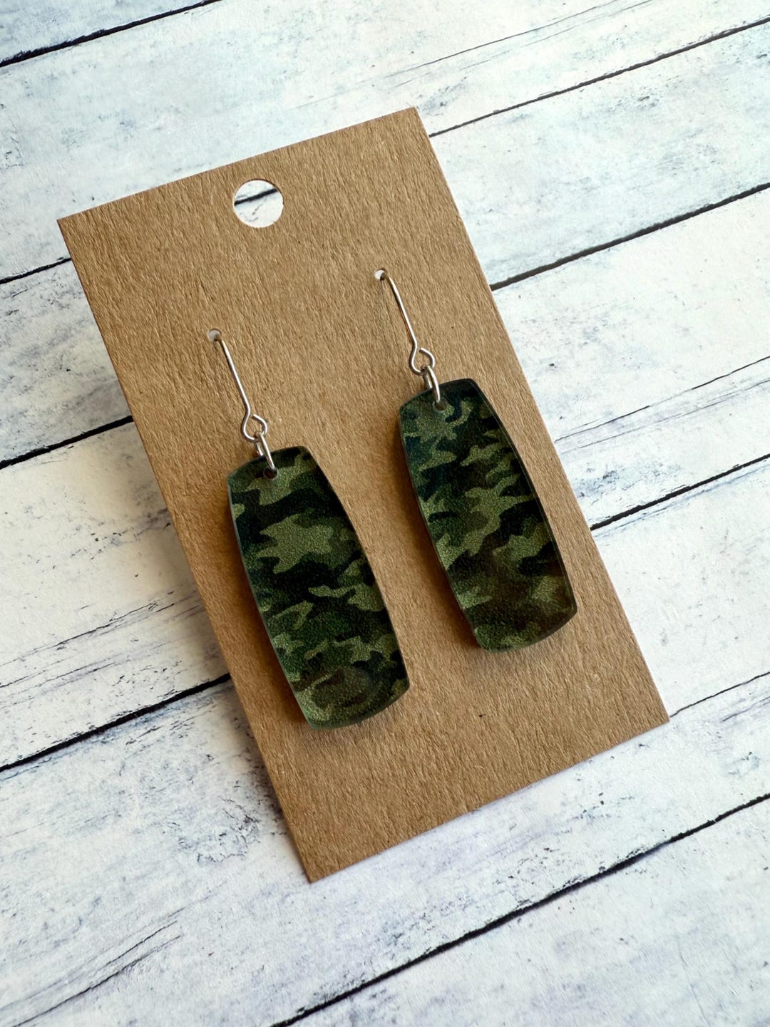Army Print Acrylic Stainless Steel Earrings - Etsy