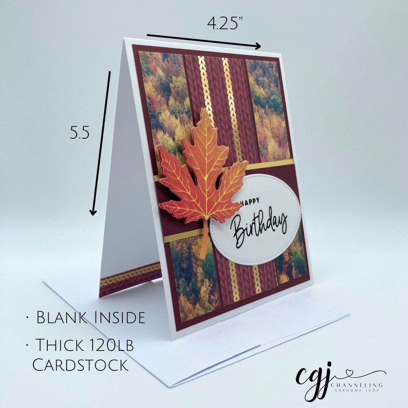 Fall Happy Birthday Card - Handmade With Envelope, Autumn, Leaves - Etsy