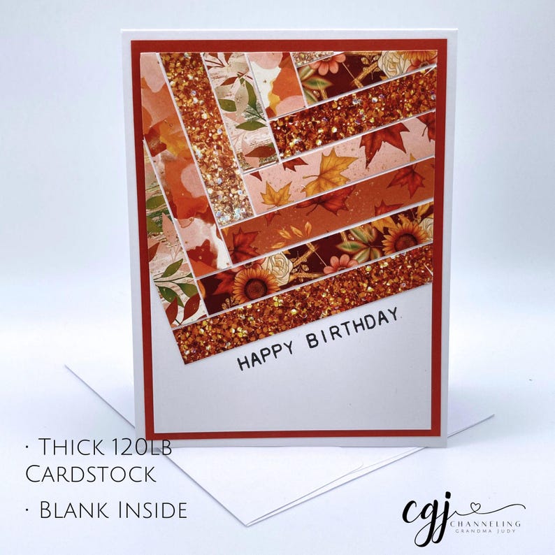 Fall Happy Birthday Card - Handmade With Envelope, Autumn, Leaves ...