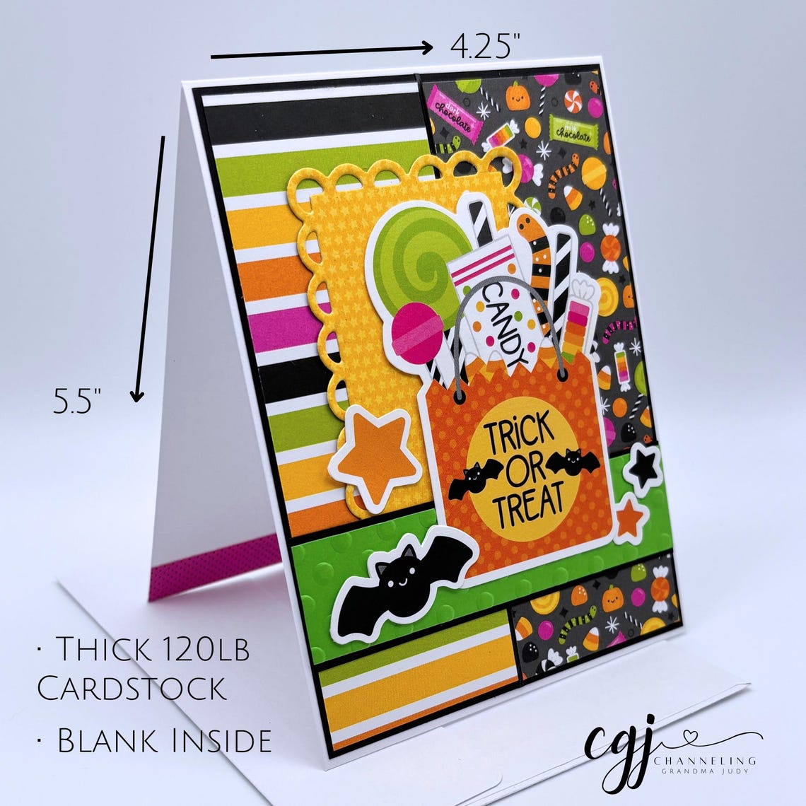 Handmade Halloween Card: Trick or Treat Pumpkins & Bats - Etsy