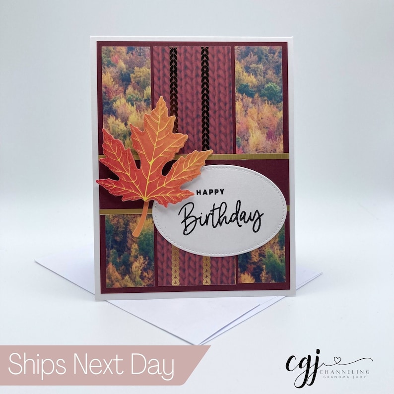 Fall Happy Birthday Card - Handmade With Envelope, Autumn, Leaves - Etsy