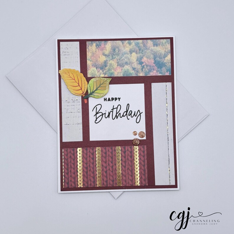 Fall Happy Birthday Card Handmade With Envelope, Autumn, Leaves - Etsy