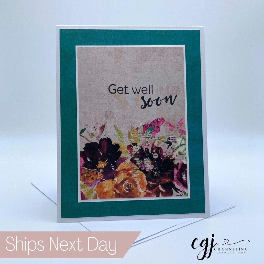Get Well Soon Handmade Card - With Envelope - Thinking of You Card ...