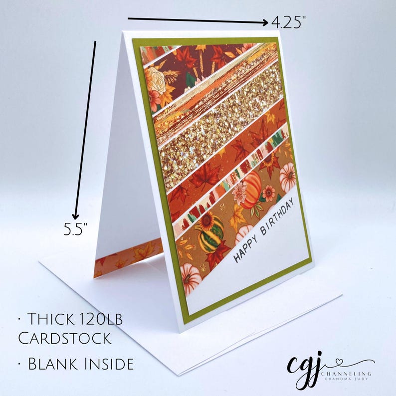 Fall Happy Birthday Card - Handmade With Envelope, Autumn, Leaves ...