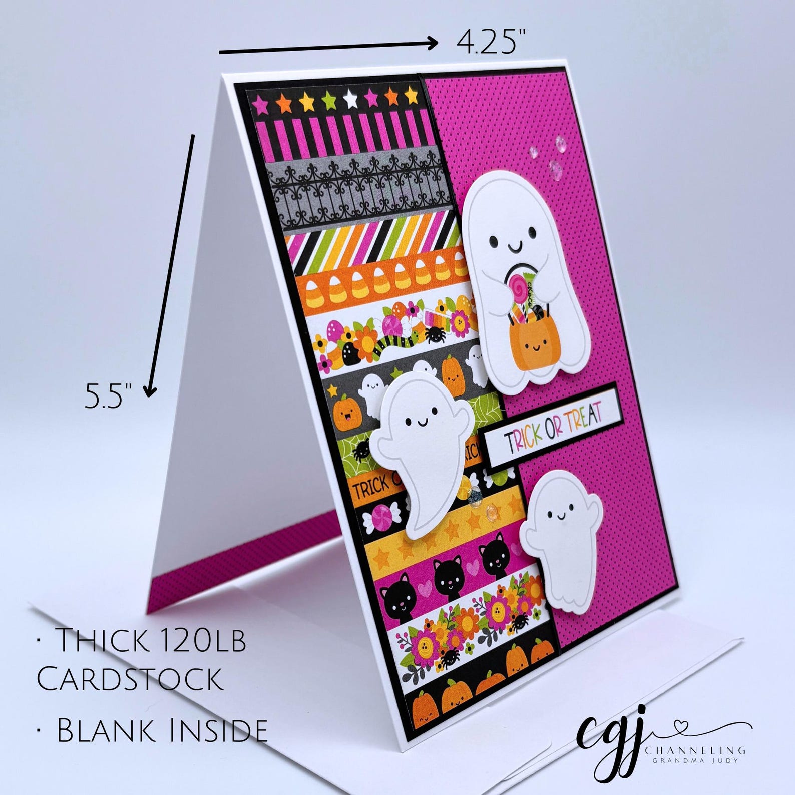 Handmade Halloween Card: Trick or Treat Ghost Card With Envelope - Etsy