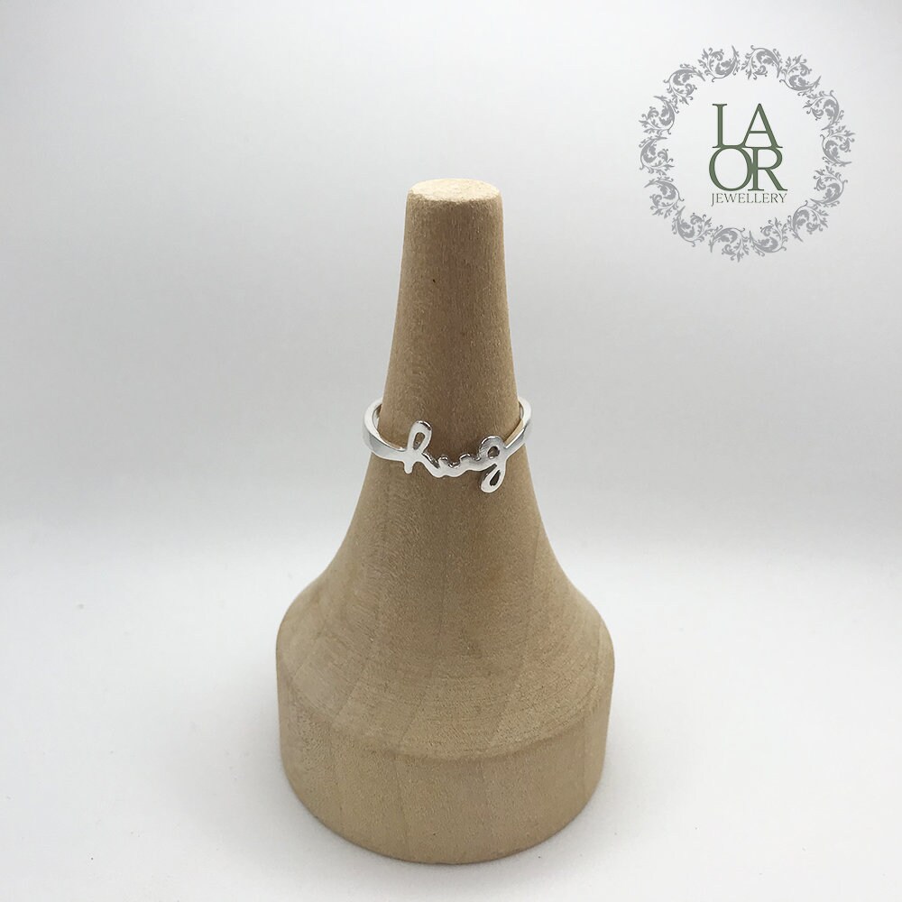 Silver hug Script Ring Hug Adjustable Finger Ring Arm-wrap-around Hug ...