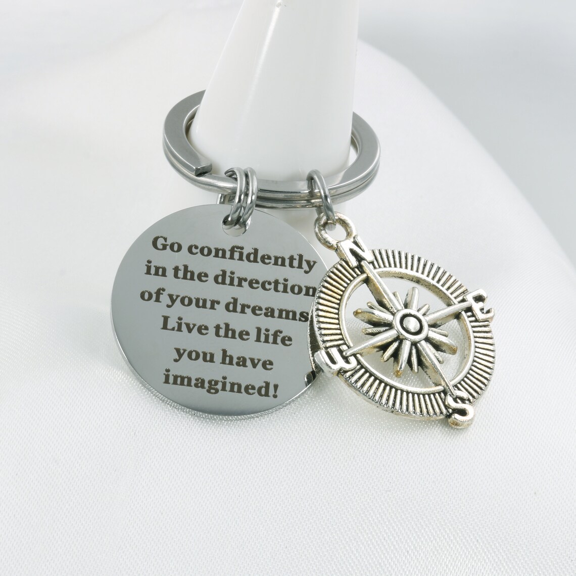 Compass Keychain,custom Keychain,engraved Keyring,travel Keychain ...