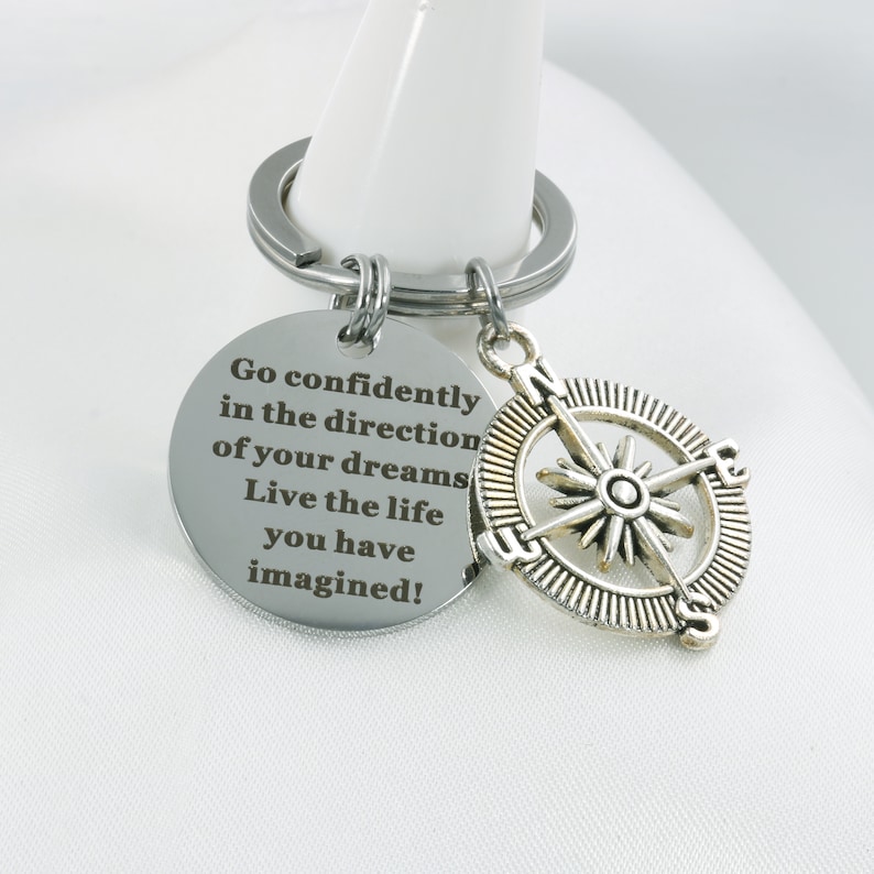 Compass Keychain,custom Keychain,engraved Keyring,travel Keychain ...