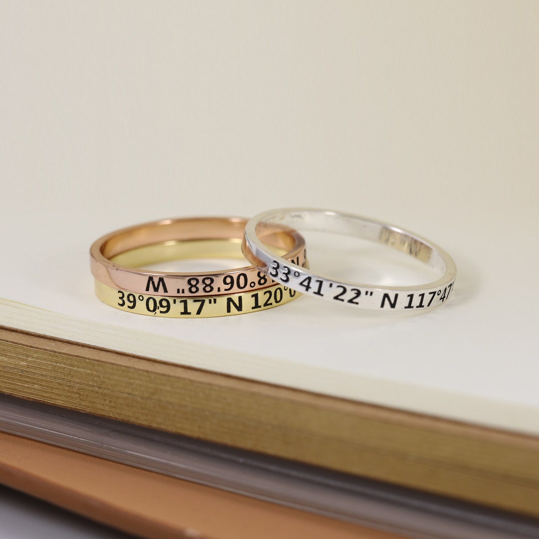 Custom Coordinate Ring,latitude Longitude Ring,gps Location Ring ...